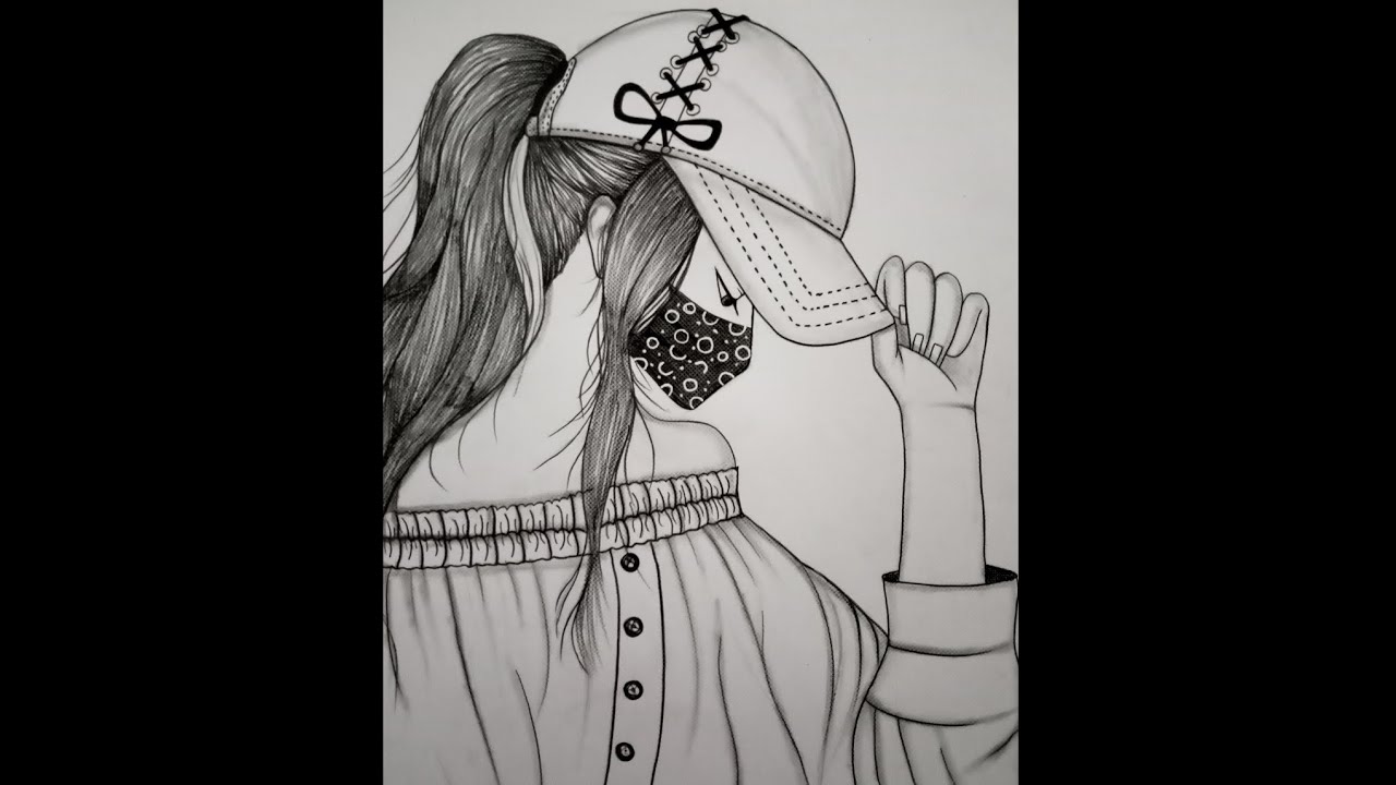 Easy way to draw a girl wearing mask || Hide face girl sketch step by ...