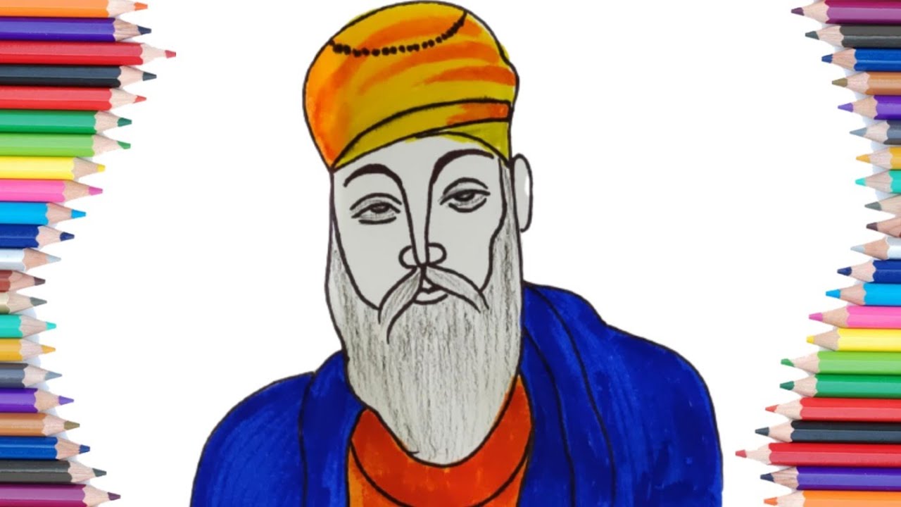 guru nanak dev ji drawing very easy / how to draw guru nanak dev step ...