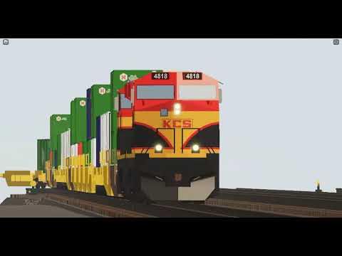 ROBLOX KCS Foreign Power On Intermodal Train Departs NS Yard Passing Gateless Crossing. - YouTube