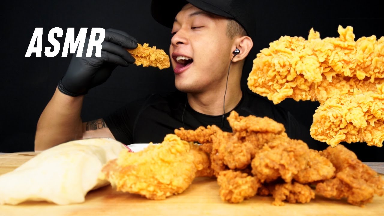 ASMR KFC CHICKEN SKIN, TWISTY, CRISPY STRIPS, & MOCHA BOBA | (NO ...