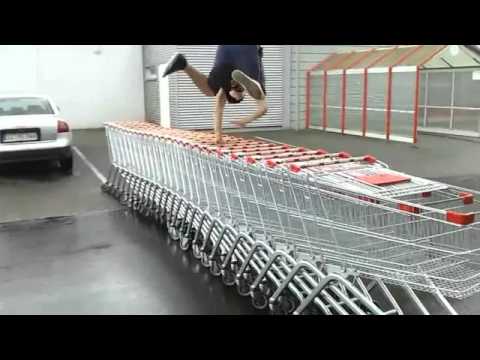 Jump over shopping cart FAIL! - YouTube