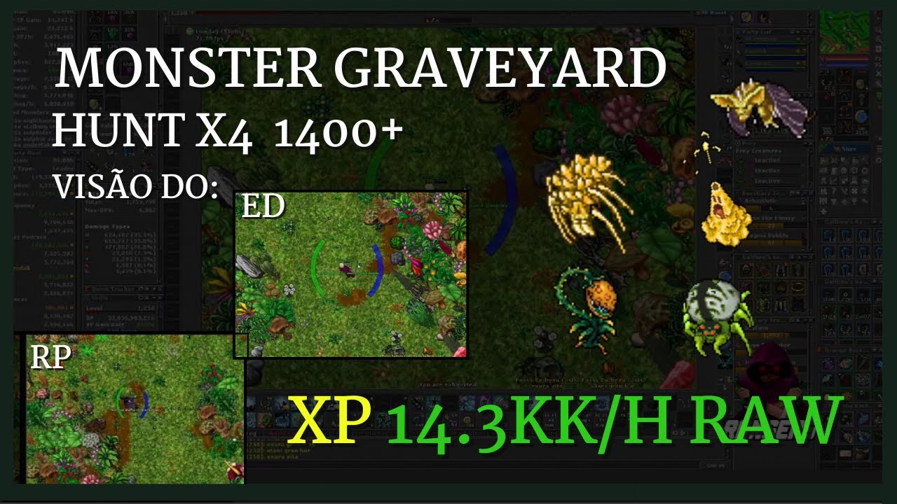 Tibia Hunt Monster Graveyard (x4) Visão (ED) / (RP) PT 1400+/ xp 14.3kk ...