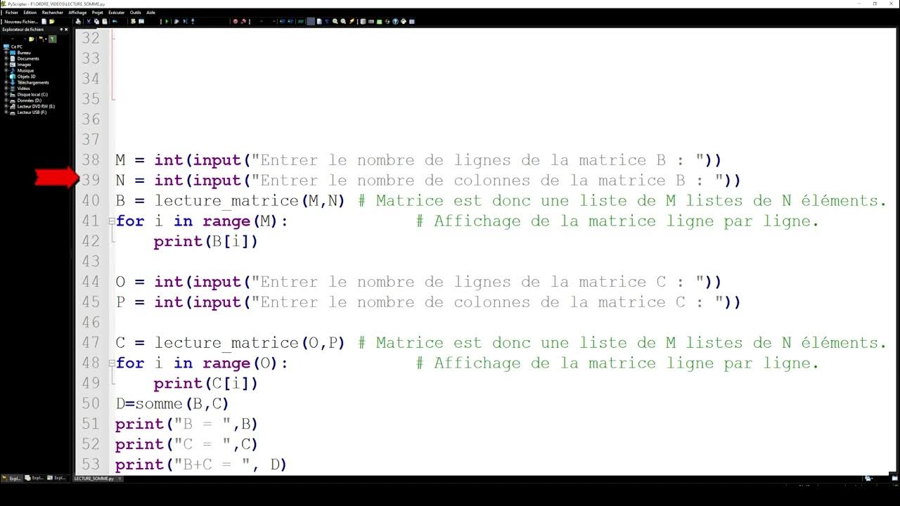 Somme des matrices en Python - YouTube