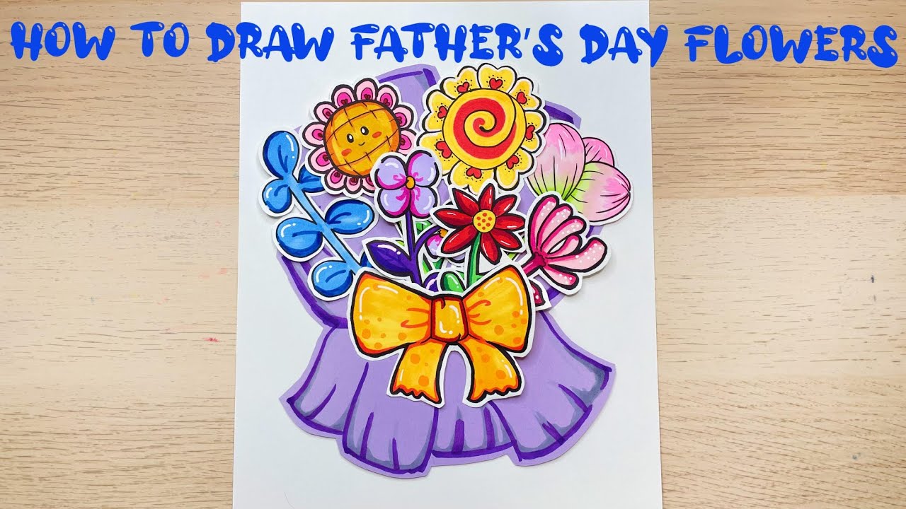 How to Draw Father's Day Flowers with Colorful Markers - Easy and Fun ...