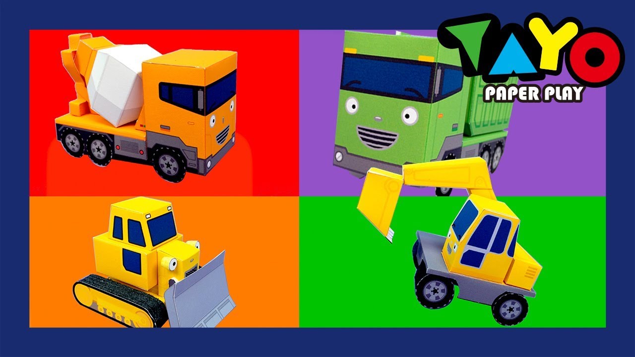 The strong heavy vehicles l Paper Play Tayo #4 l Tayo the Little Bus ...