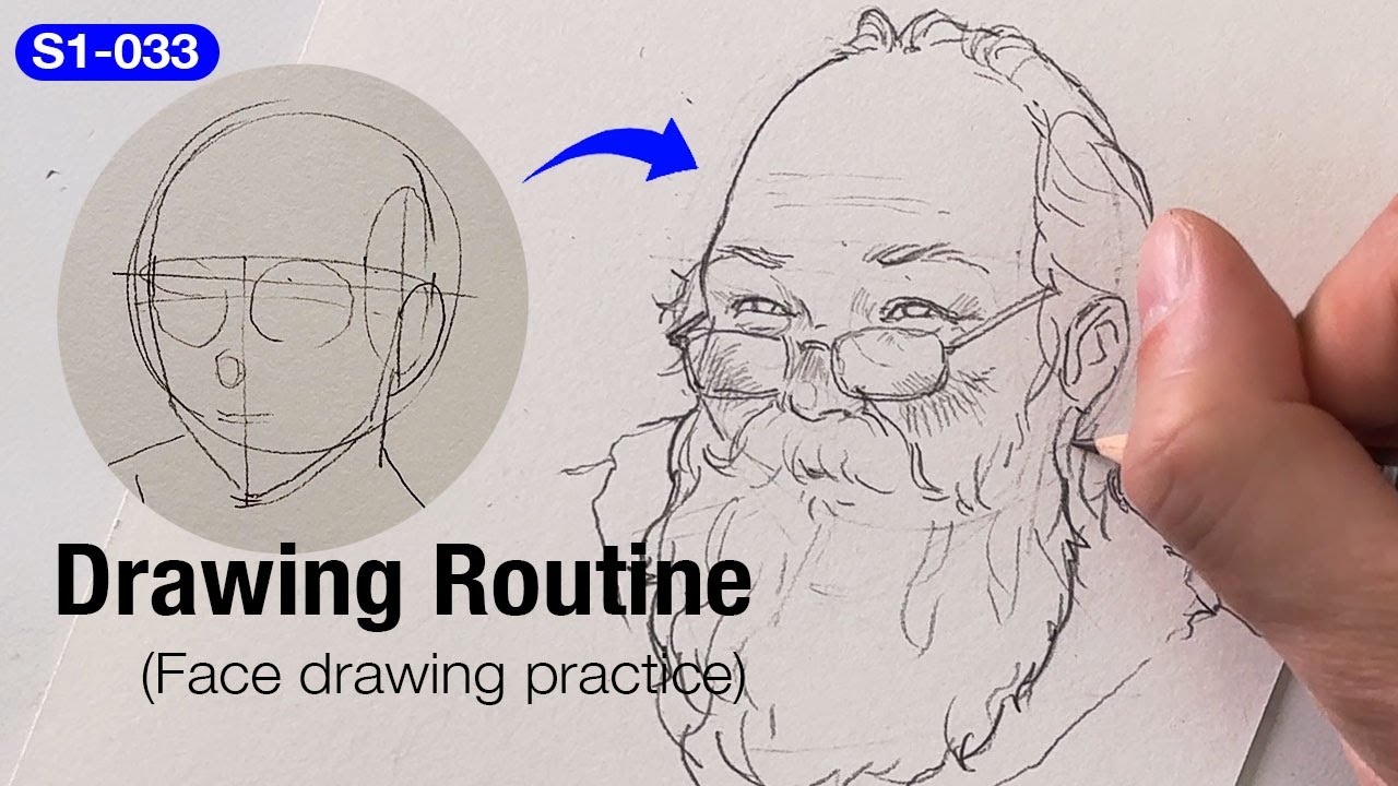 Drawing Routine 033 [Season 1] (Face Drawing Practice) - YouTube