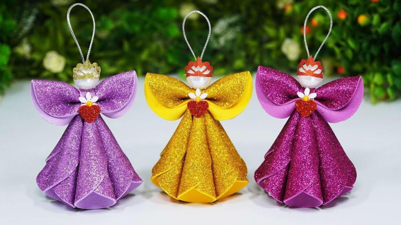 😇 Amazing Christmas Angel Ornaments Making From EVA Glitter Foam 🎄 DIY ...