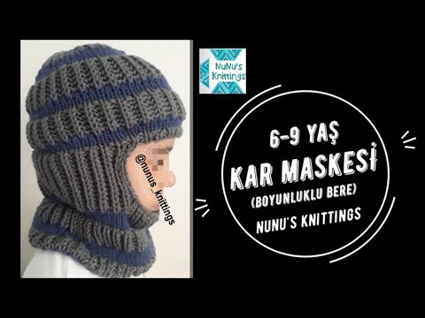 6-9 YAŞ KAR MASKESİ (Boyunluklu Bere)- SNOW MASK (Neck Collar Beret)