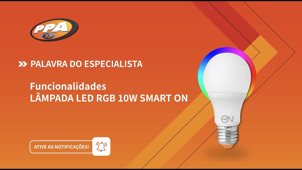 Funcionalidades da Lâmpada LED RGB 10W SMART ON da PPA - YouTube
