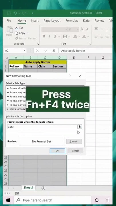 Auto Apply Borders Shortsfeed Exceltech Excelspreadsheettips Viral Excelfansonly Exceltips