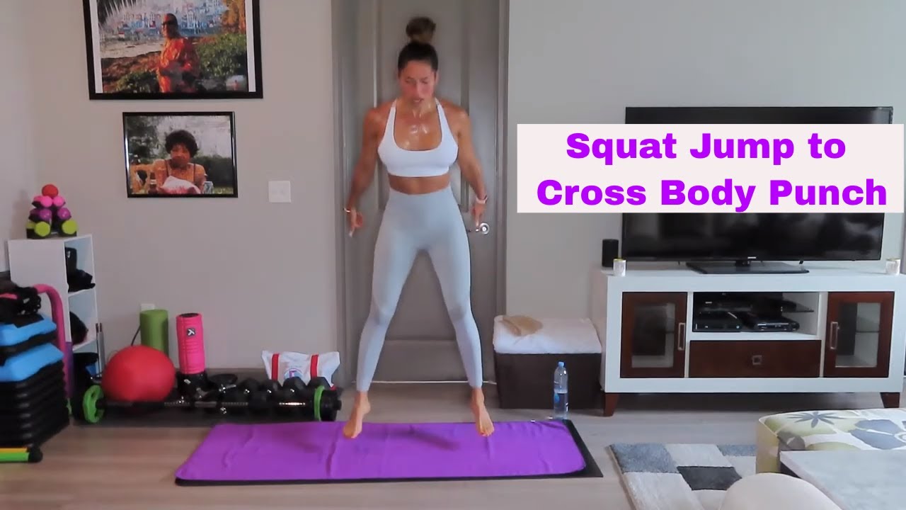 Squat Jumps with Cross Body Punch - YouTube