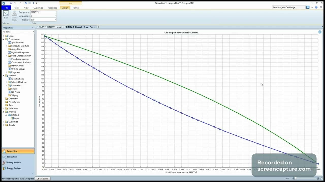 Simulation of binary components in aspen plus software - YouTube