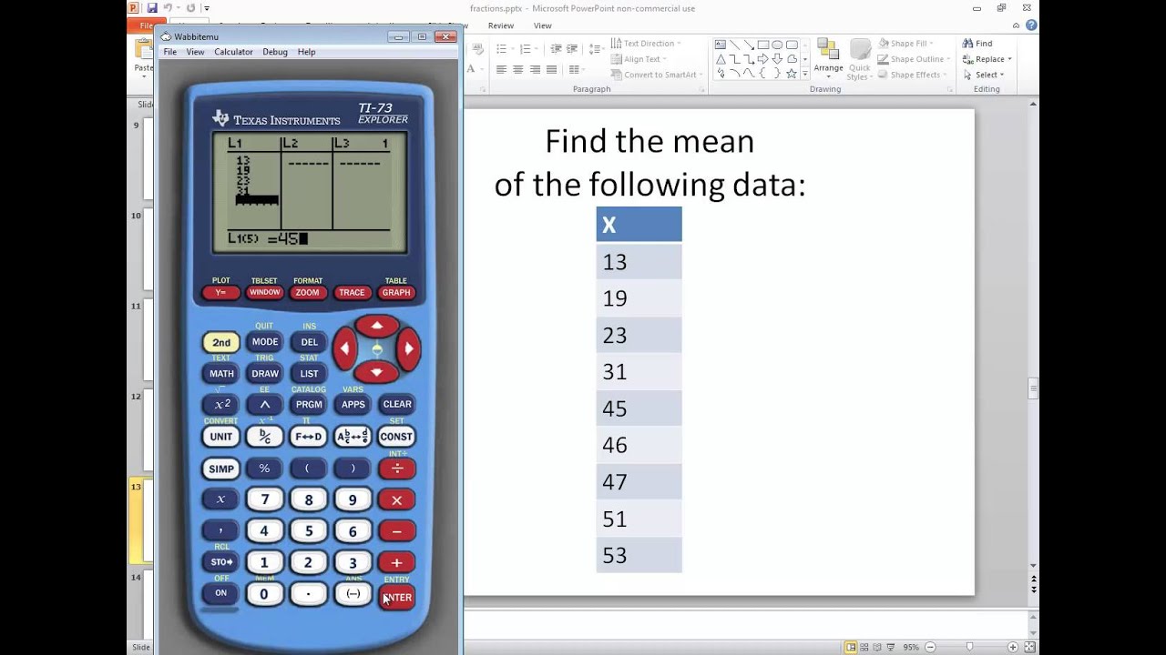 TI-73 - Statistics - Mean - YouTube
