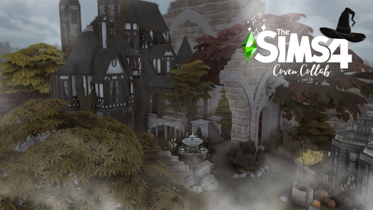 Haunted witch castle || The Sims 4 Speed build || #CovenCollab - YouTube