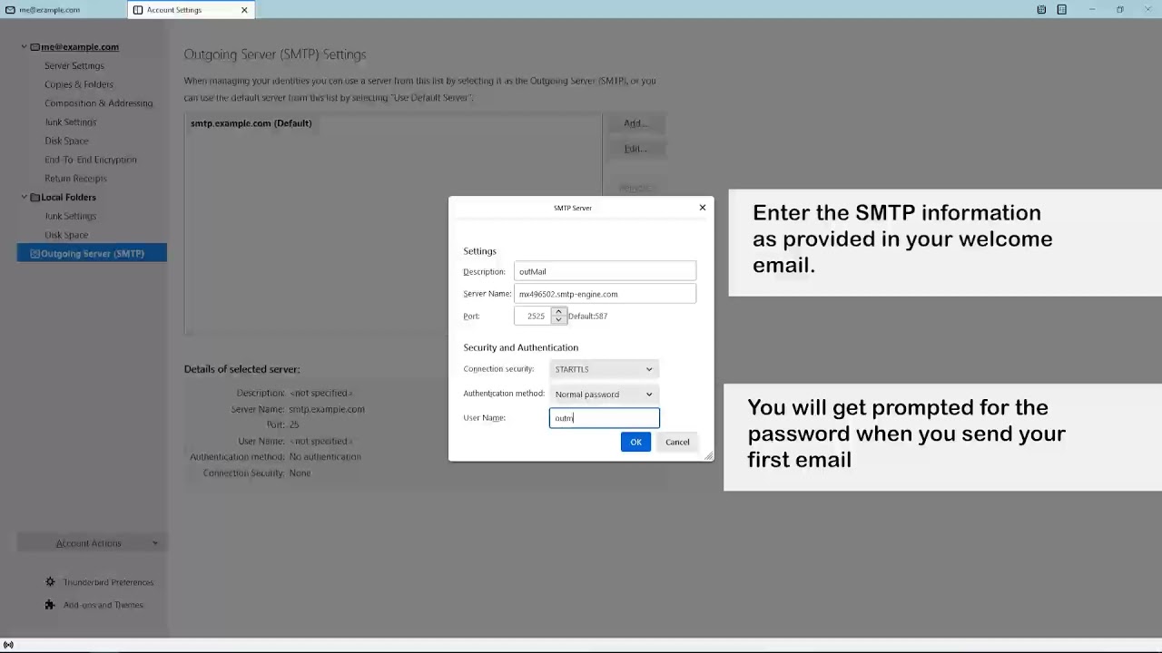 How to setup Thunderbird 91.x to use outMail - YouTube