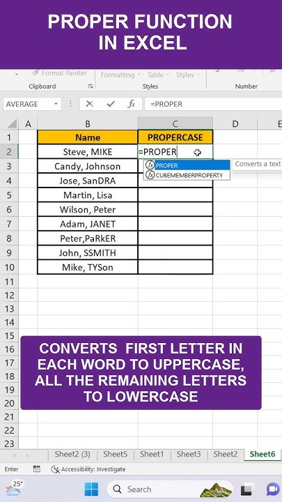 Proper Function In Excel Excelshorts Shorts Exceltutorial Exceltips