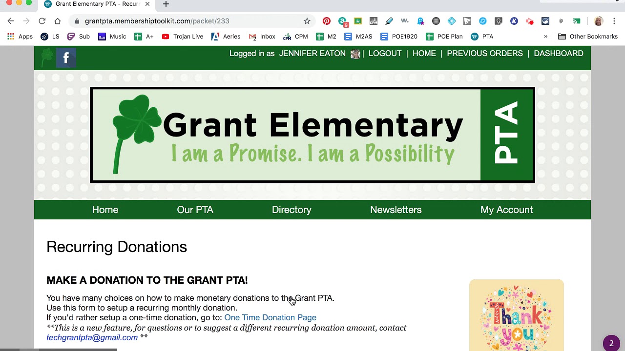 How to Setup Recurring Donations to the Grant PTA - YouTube