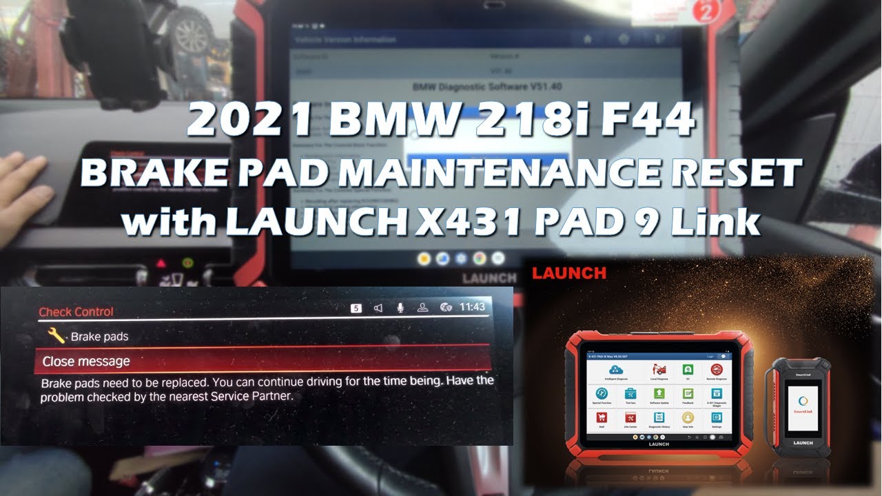 2021 BMW 218i F44 brake pad reset with LAUNCH X-431 PAD 9 - YouTube