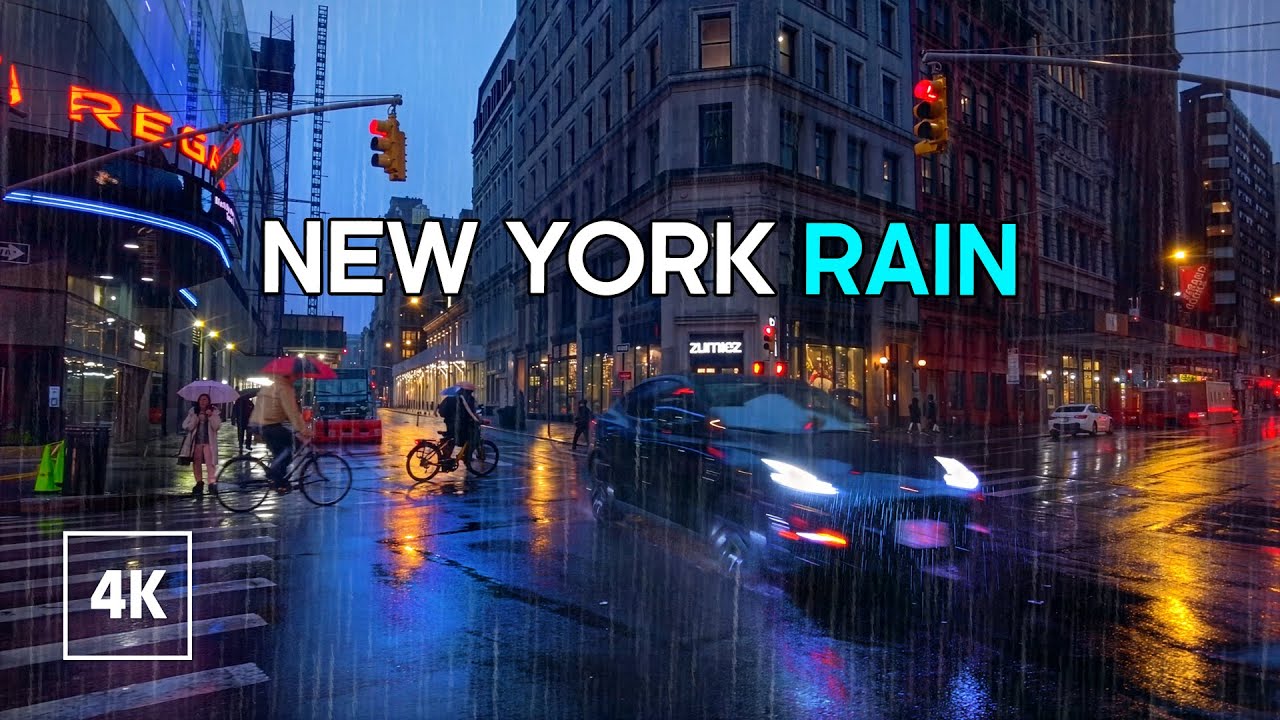 New York City 🗽🚕 HEAVY RAIN at NIGHT - YouTube