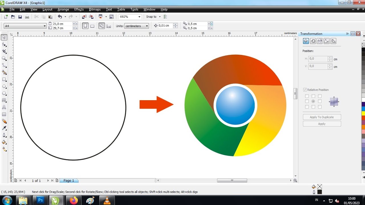 Tips dan trik membuat logo Google Chrome dengan Coreldraw || tutorial ...