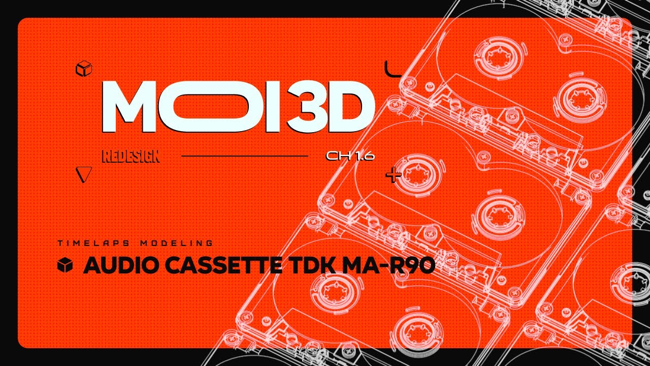 MOI3D. Timelaps modeling Audio Cassette TDK MA-R90 - YouTube