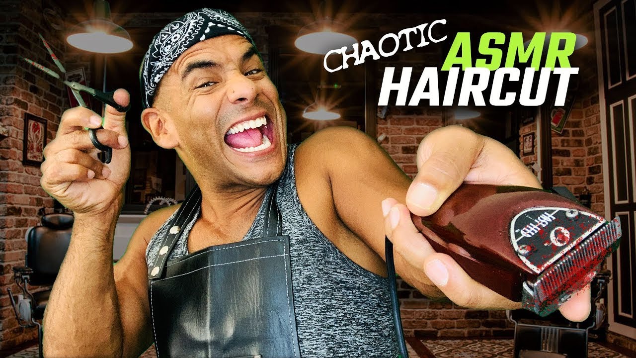 A Fast & Chaotic Haircut ASMR to make you laugh, relax, tingle or sleep ...
