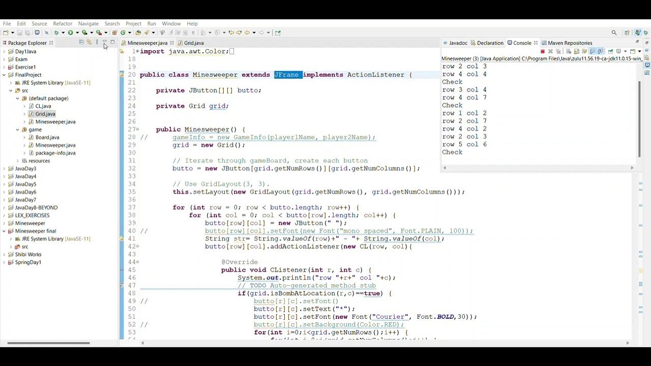 Minesweeper Game using Java Programming with JFrame - YouTube