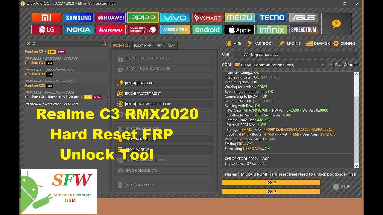Realme C3 RMX2020 Hard Reset FRP Unlock Tool - YouTube