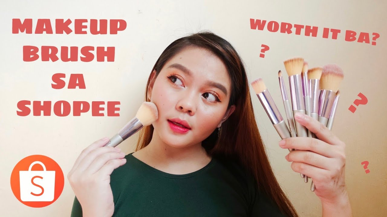 MAKEUP BRUSH SA SHOPEE, Worth it ba? Review + Full Face Makeup Using ...