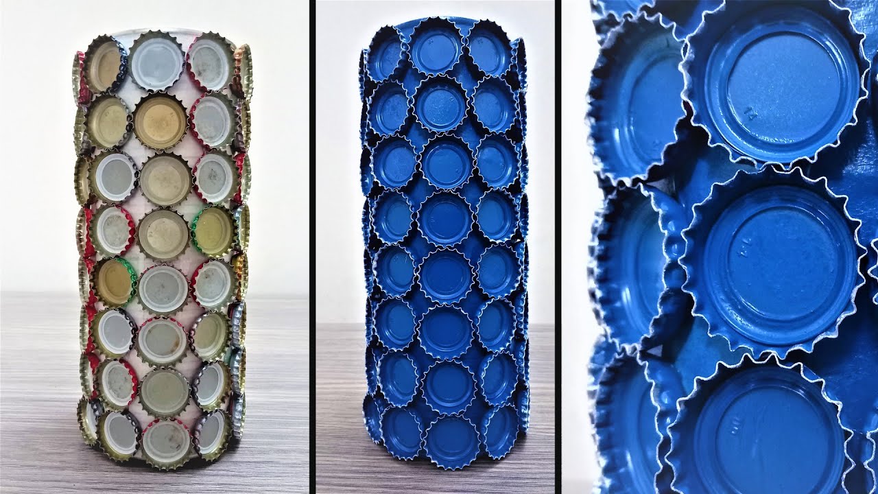 Flower Pot Making | DIY Vase | Easy Vase | Bottle Caps Craft ...