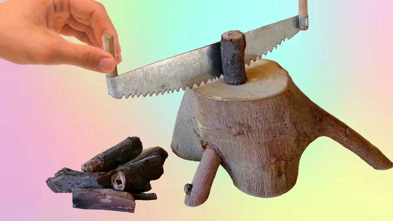 How to make a mini tree stump for chopping firewood. DIY easy and ...