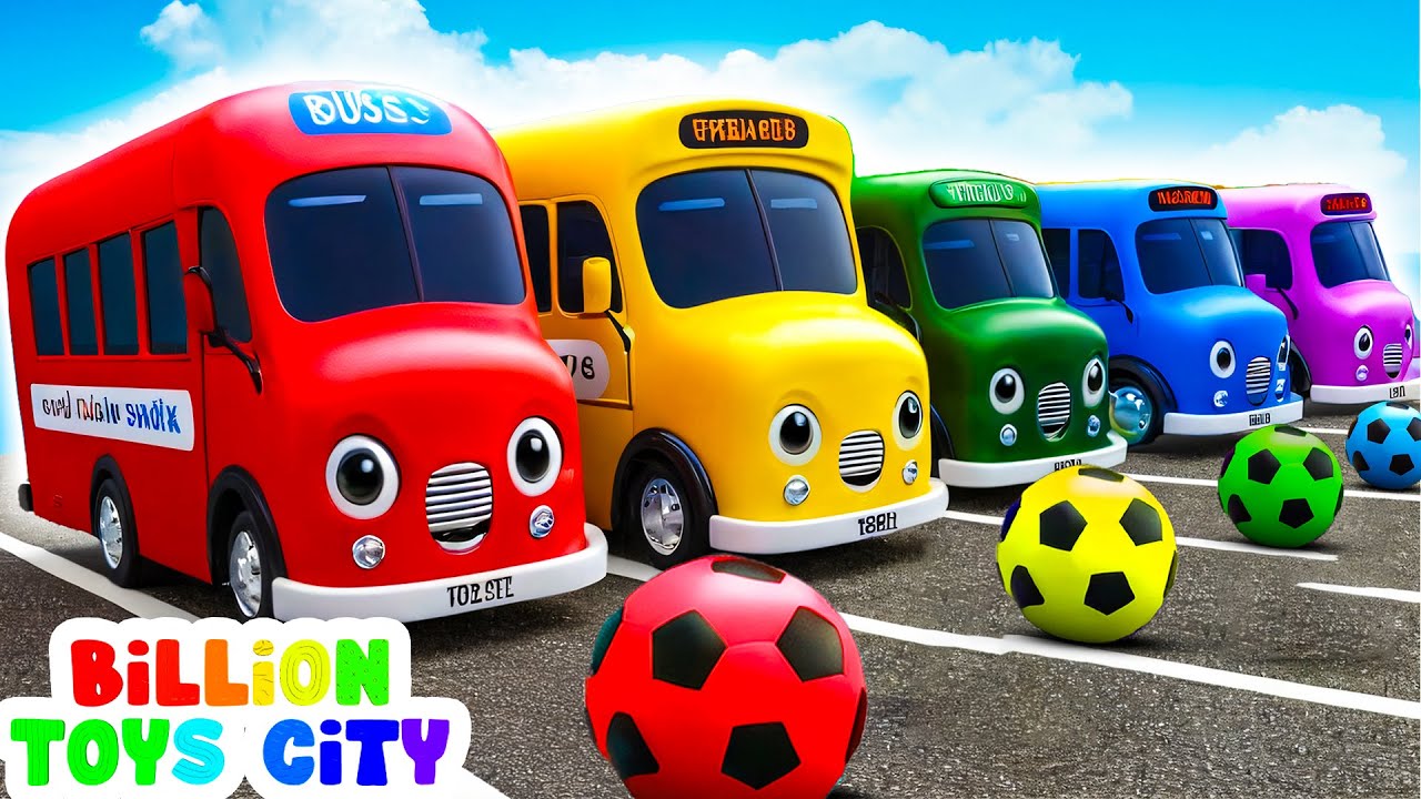 Five Color Bus Where Are You | Wheels On the Bus| Colourful Balloons ...