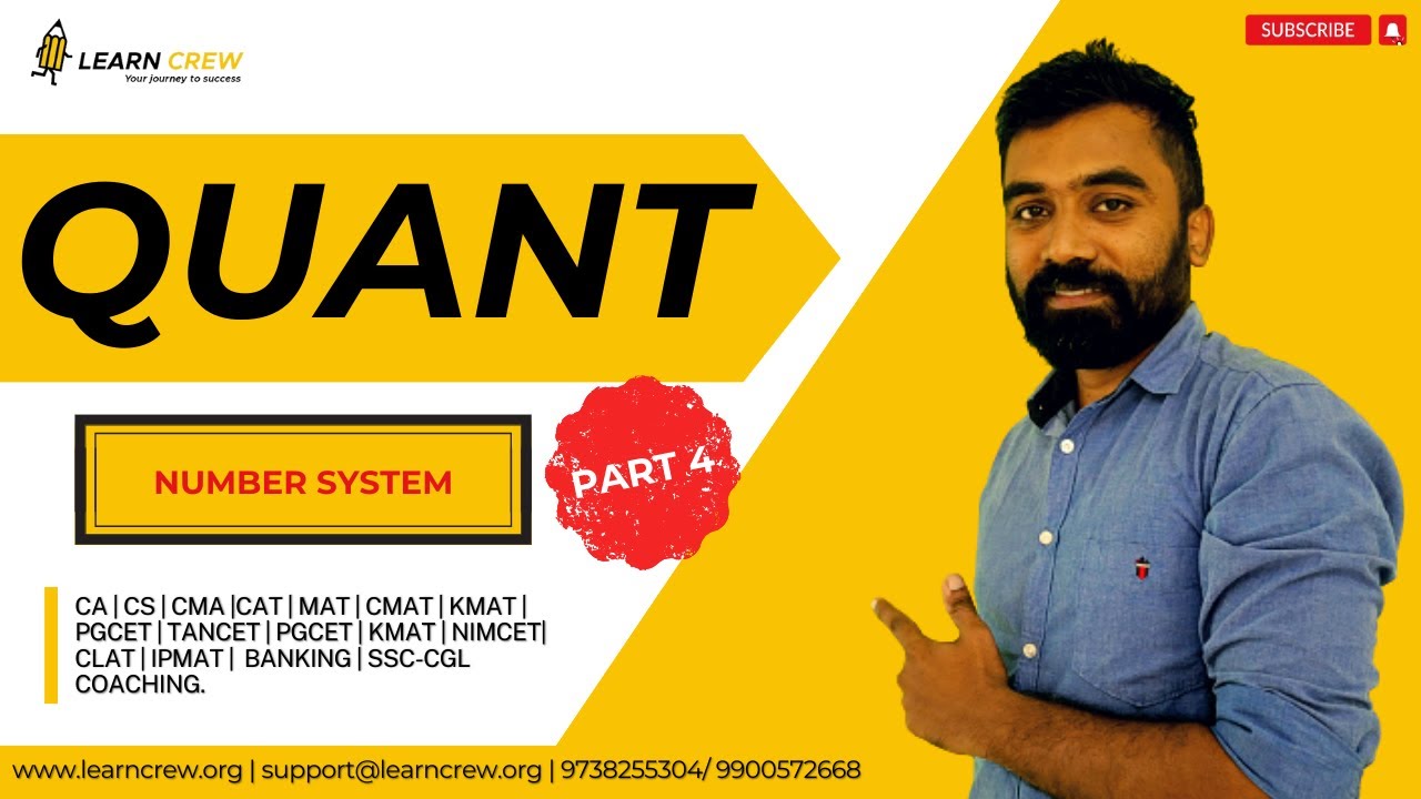 PGCET | MAT | BANKING - Number Systems - Quants (Part - 4) | Learncrew ...