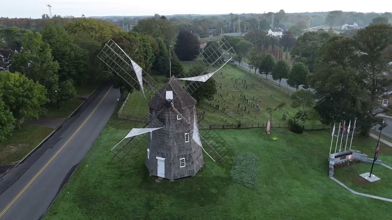 East Hampton NY North End Cemetery & Hook Windmill - Hamptons Drone 4k ...
