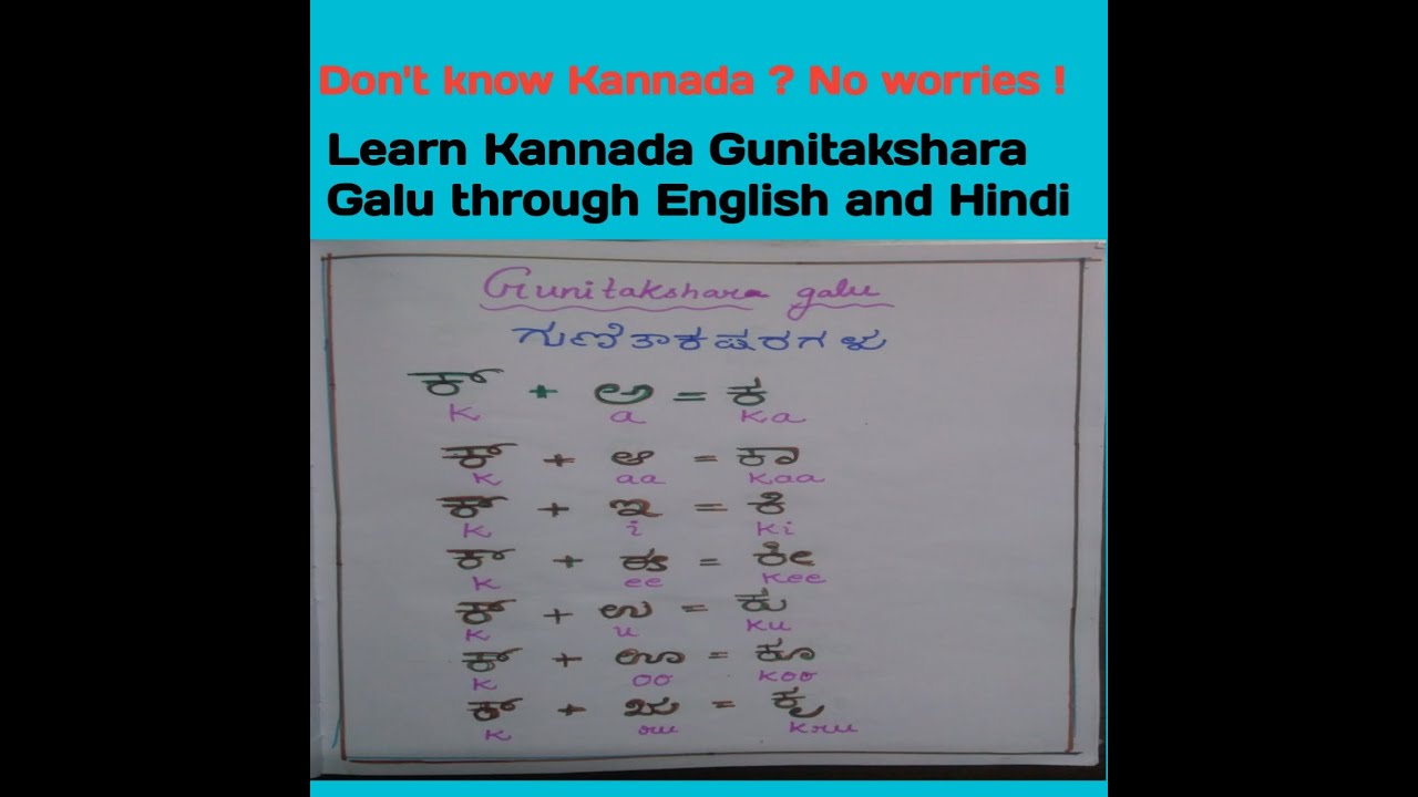 Kannada Gunitakshara Galu | Kagunita In Kannada I CBSE/ICSE board - YouTube