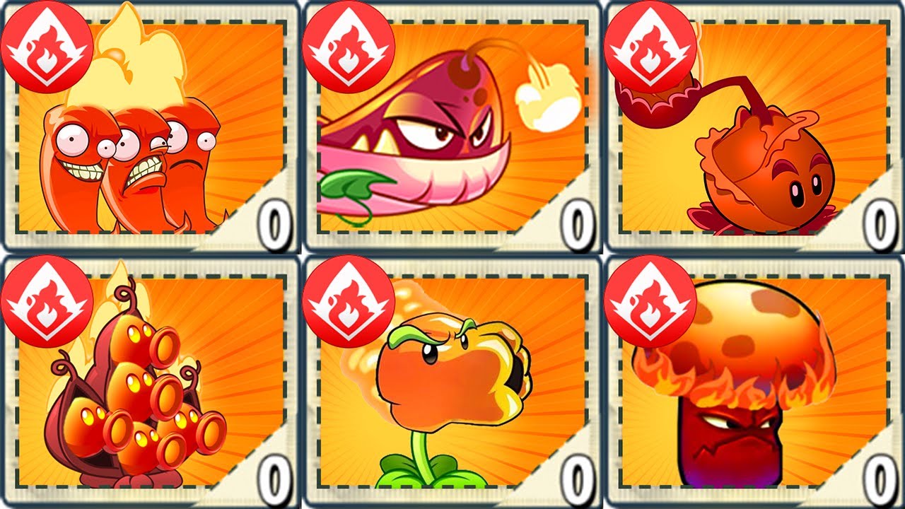 Plants vs Zombies 2 Mod - All FIRE Plants LEVEL 999999 Power-Up! vs All ...