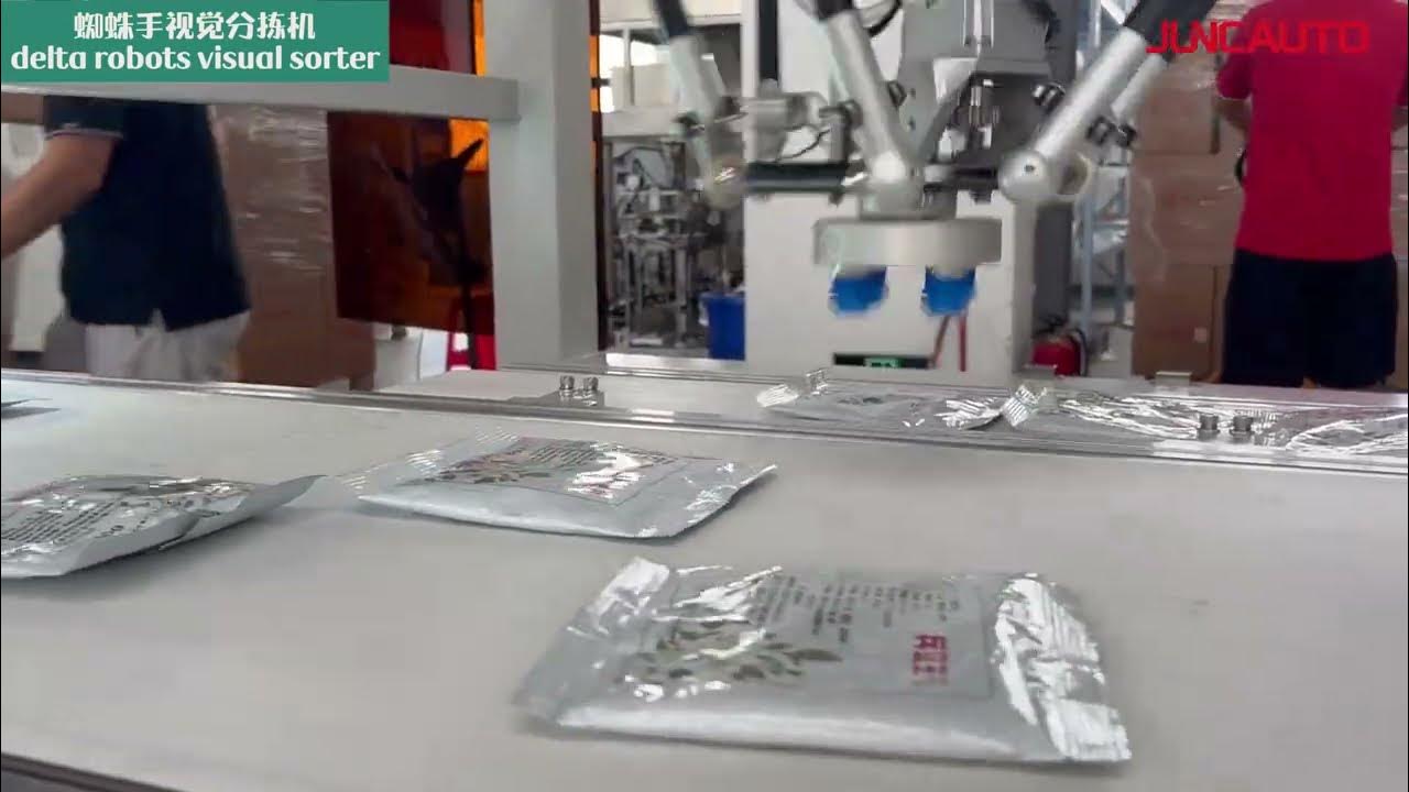 Juncauto PLC apply to visual inspection spider sorting robot - YouTube