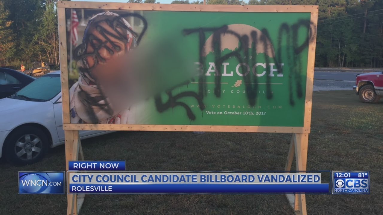 Raleigh city council candidate’s billboard defaced with racist graffiti ...