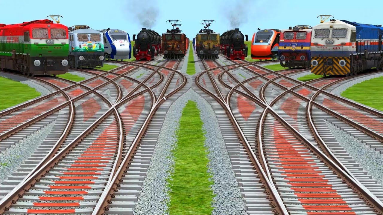 🍁10 Realistic Trains Run At Curve Branches Railroad Crossing Tracks ...