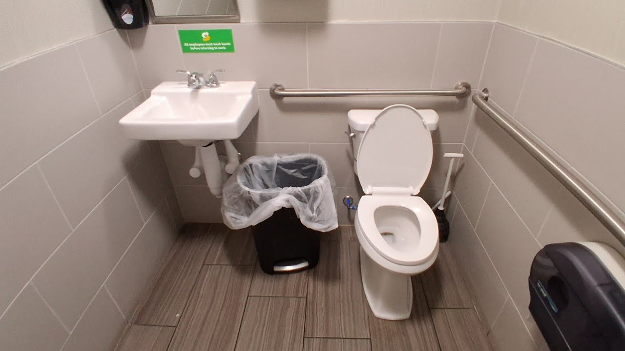 Subway Men's Restroom Featuring a 2024 Project Source Toilet in ...