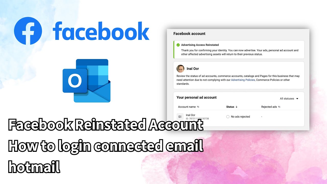 Facebook Reinstated Account _ How to login connected email _ hotmail ...