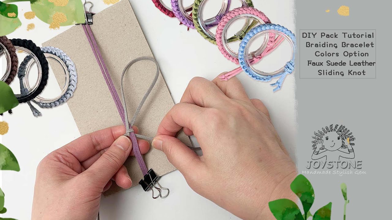DIY Pack Tutorial Paracord Braiding Bracelet Faux Suede Leather Sliding ...