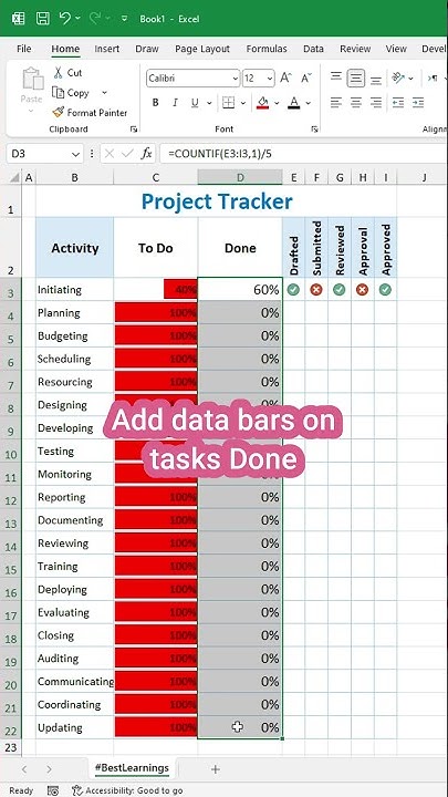 Create project tracker like a pro! #excel #exceltips #exceltricks #excel #shorts - YouTube