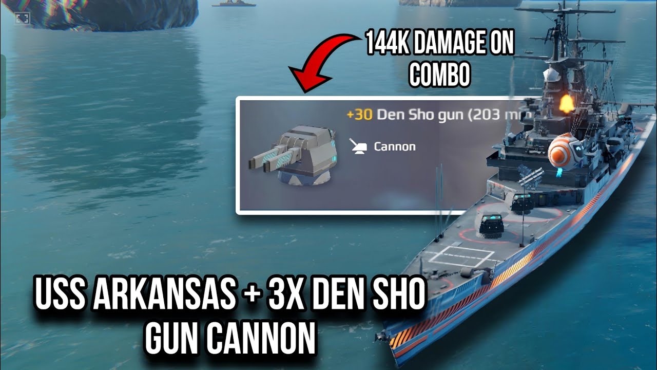 3x Den Sho Gun Cannon On USS Arkansan 144k In One Combo Modern Warships ...