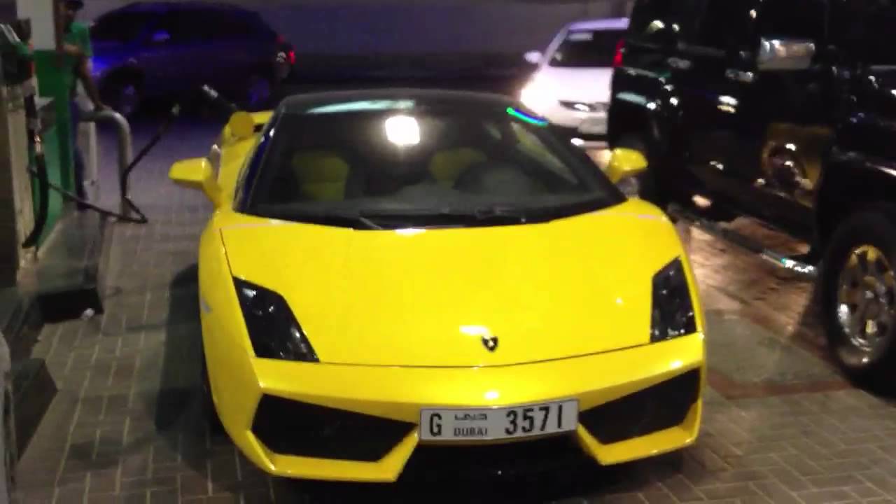 Lamborghini Gallardo at gas station - YouTube