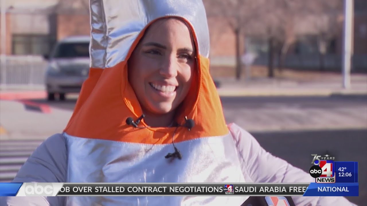 Crossing guard mom dresses as giant traffic cone in school zone - YouTube