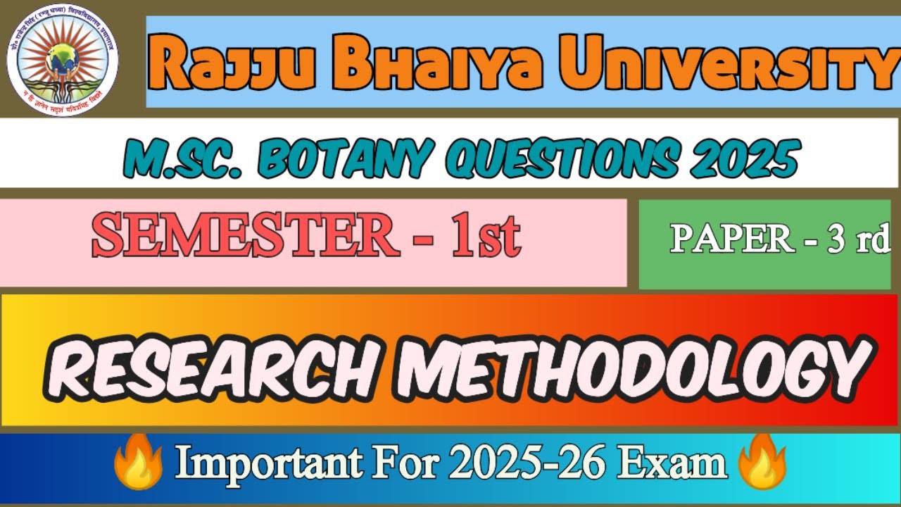 Research Methodology MSc Botany First Semester Question Paper # ...