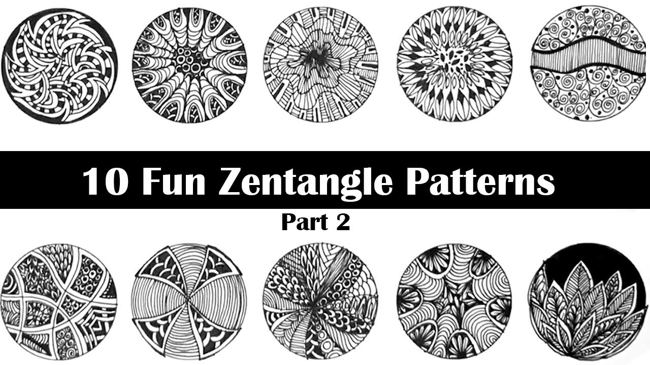 30 Fun Zentangle Patterns || Intuitive Zentangle art (Part 2) - YouTube