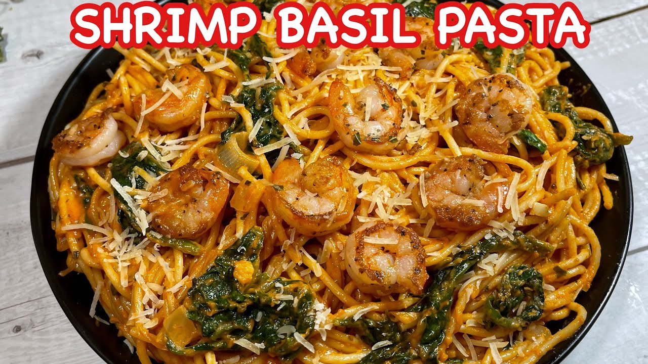 SHRIMP BASIL PASTA in TOMATO PASTE | Quick and Easy Shrimp Basil Pasta ...