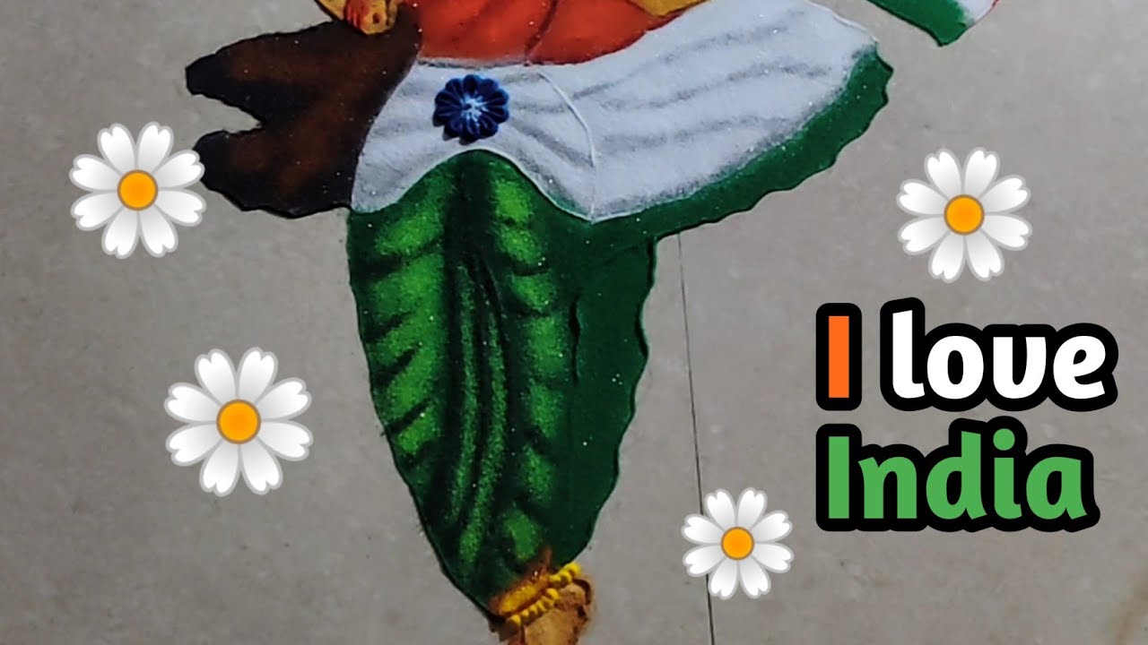Republic day Bharat mata rangoli | 26 January rangoli | easy republic ...